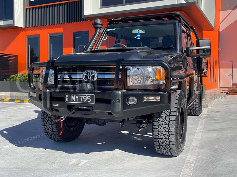 OCAM Deluxe Steel Bull Bar For Toyota Landcruiser VDJ 70 76 78 79 Seri ...