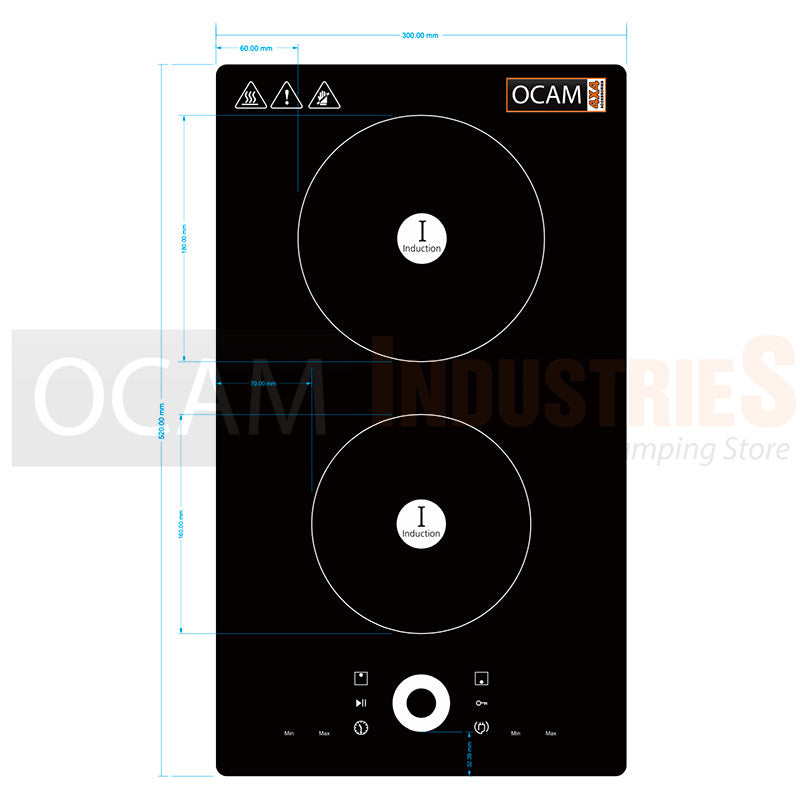 OCAM Double Induction Cooktop Built-in, Flush-mount, Portable 1500 + 1 ...