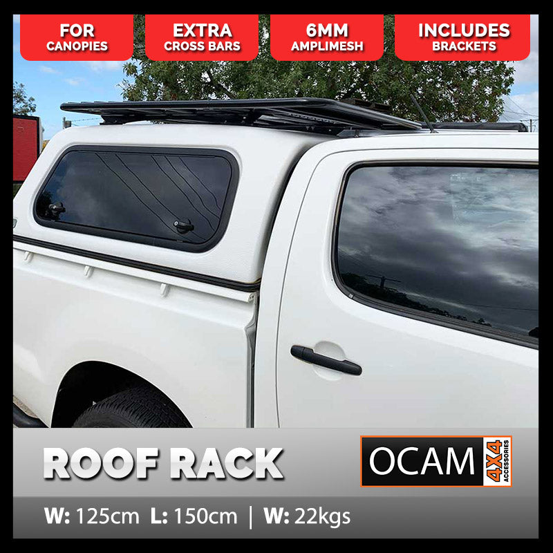 OCAM Aluminium Canopy Roof Rack Flat Alloy 3/4, 1500 x 1250mm With Rol ...