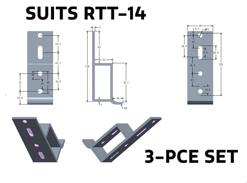 Awning Mounting Brackets (x3pcs) for OCAM Night Sky RTT-14 Roof Top Te ...