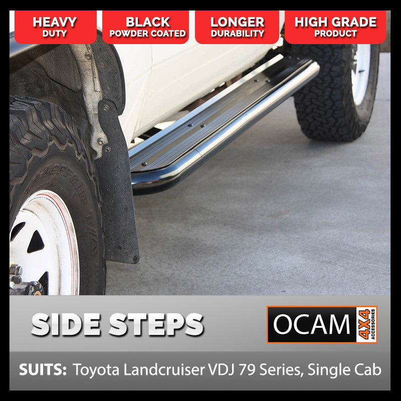 OCAM Heavy Duty Steel Side Steps for Toyota Landcruiser 79 Series, Sin ...