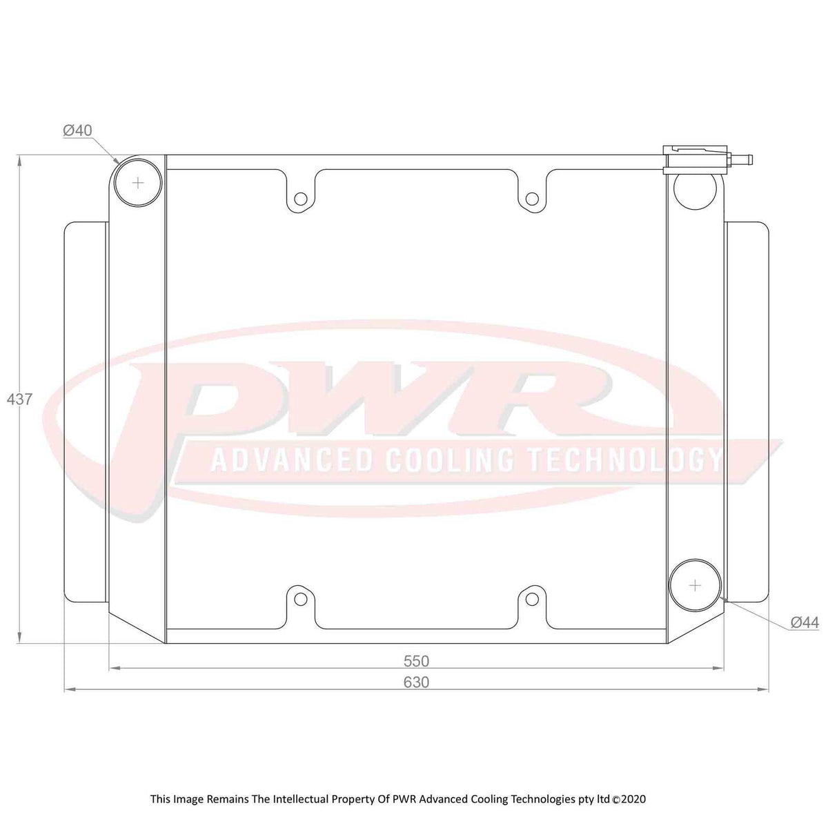 55mm Crossflow Radiator (Holden HR V8 66-68) w/ 16" SPAL Fan Mounts ...