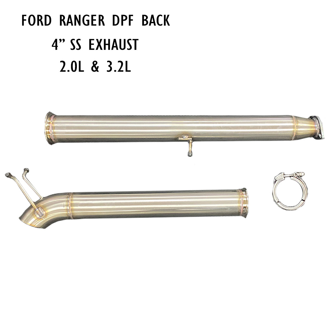 Ford PX2/PX3 Ranger 3.2L & 2.0L 4" DPF Exhaust Stainless Steel ...
