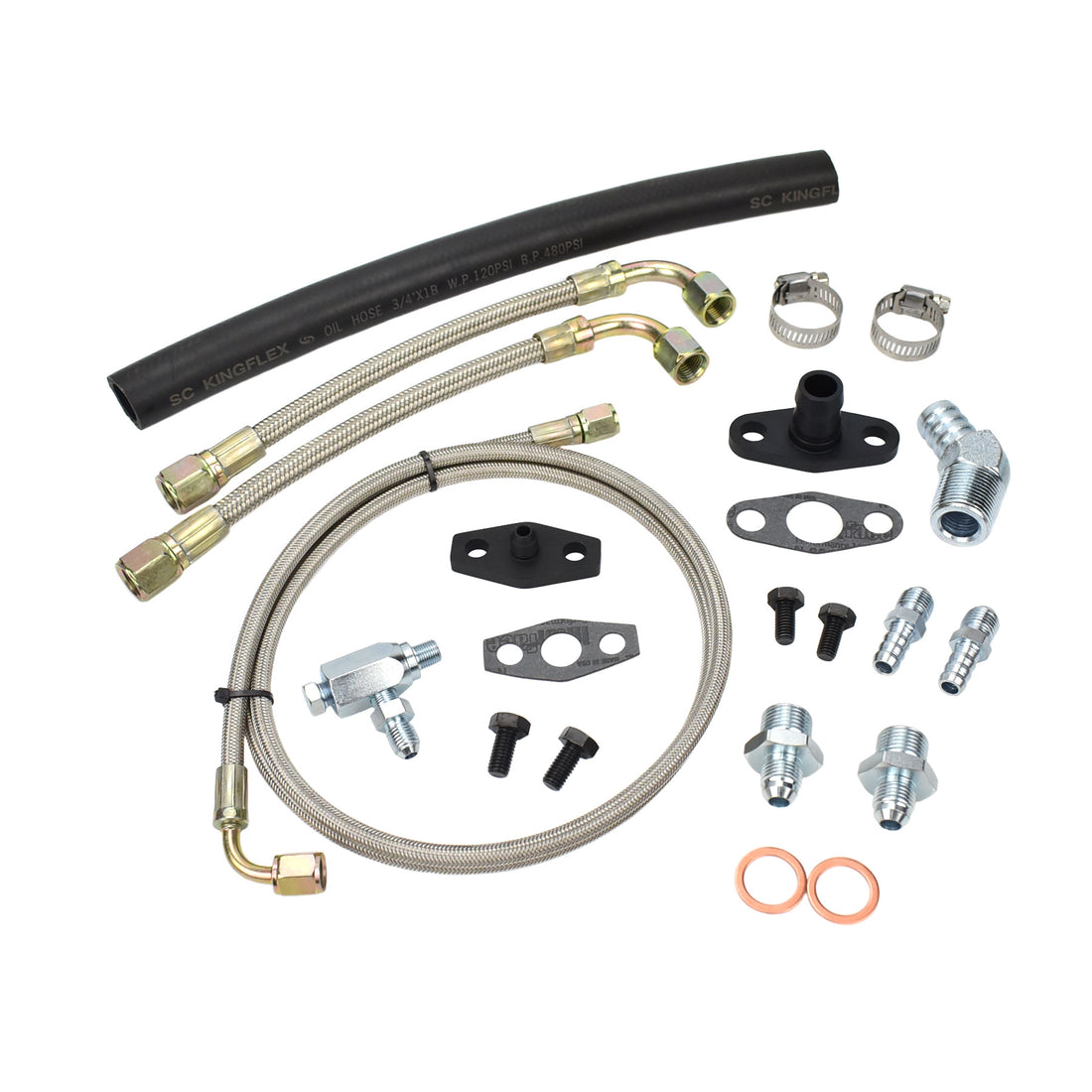 Universal Turbo Oil Water Line Kit Garrett T3 T4 (M18 Water Port ...